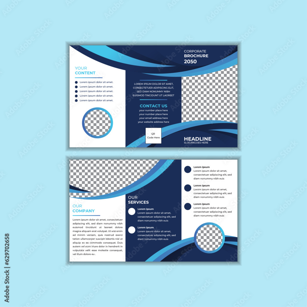 Modern Corporate trifold brochure template design print-ready triptych design Simple clean ...