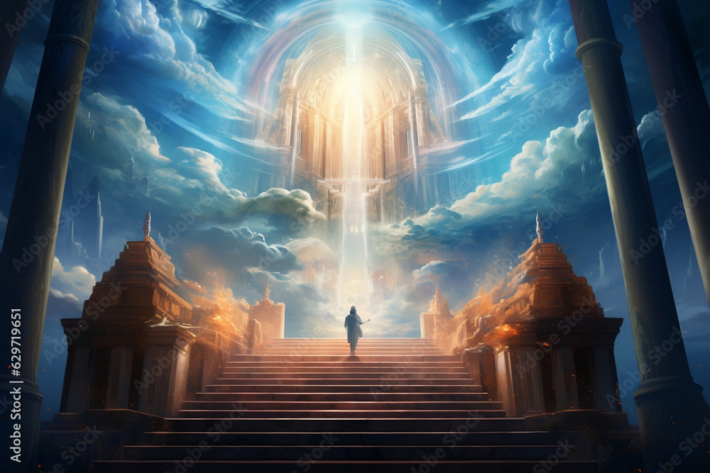 Journey to Enlightenment, Path to Heaven with Faith and Knowledge Stock ...