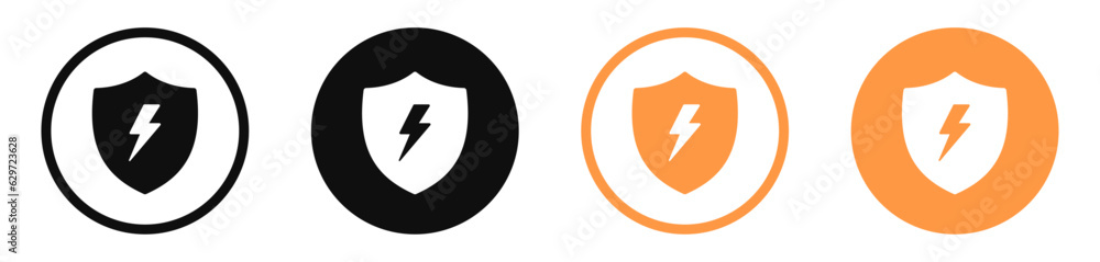 shield lightning bolt icon vector security shield protection symbol ...