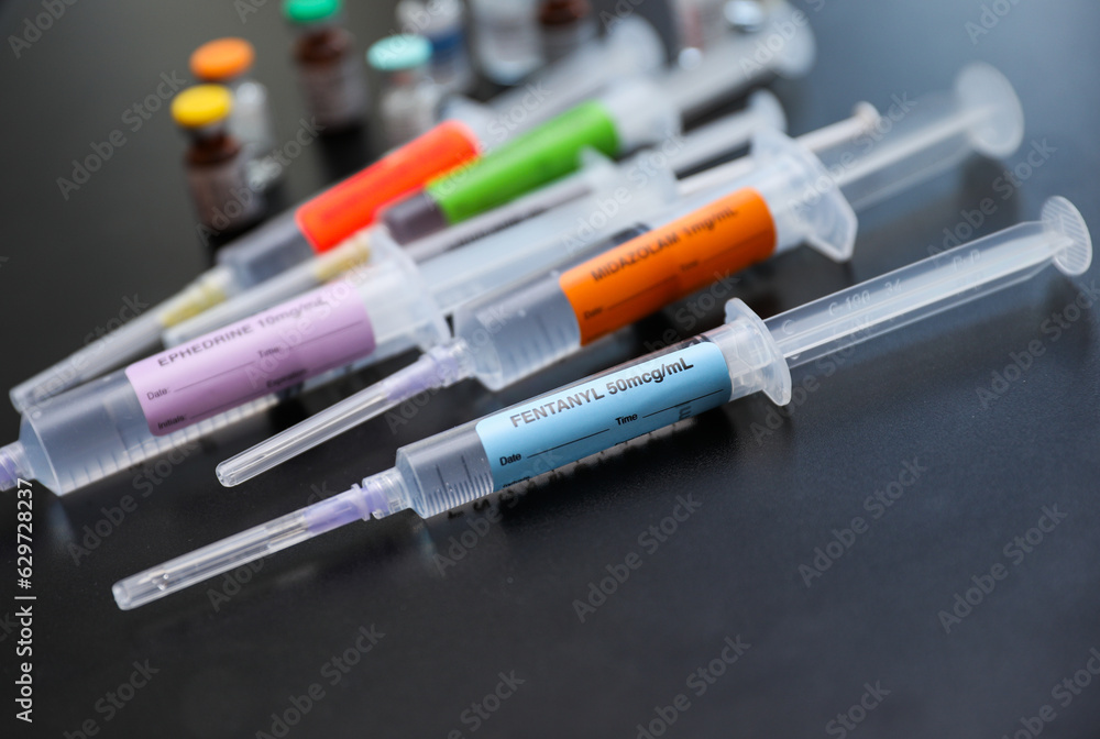 Fentanyl syringes, anesthetics, and muscle relaxers, succinylcholine ...