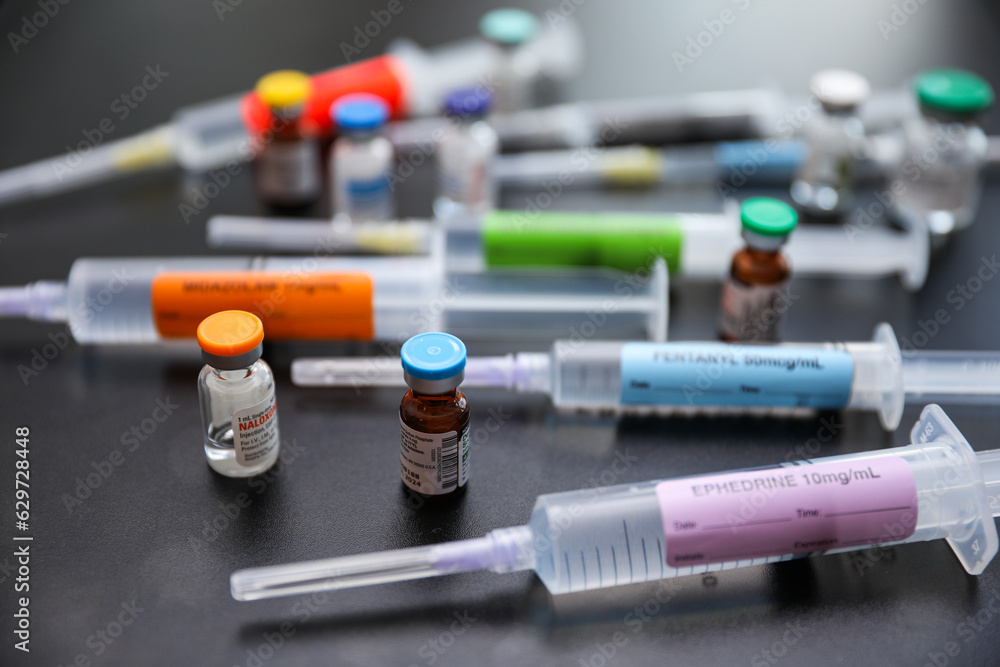 Fentanyl syringes, anesthetics, and muscle relaxers, succinylcholine ...