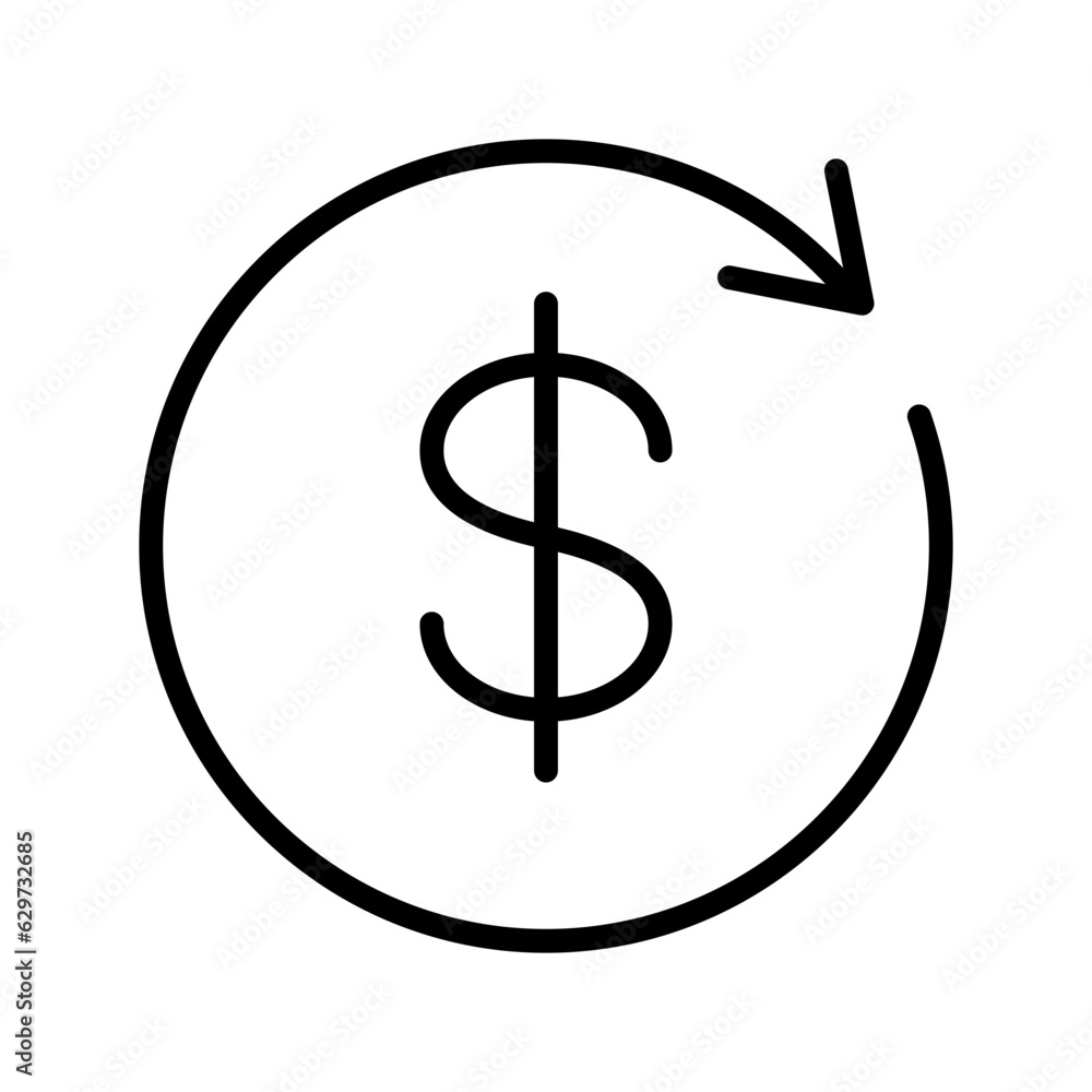 Black round money transfer thin line icon, simple arrow financial ...