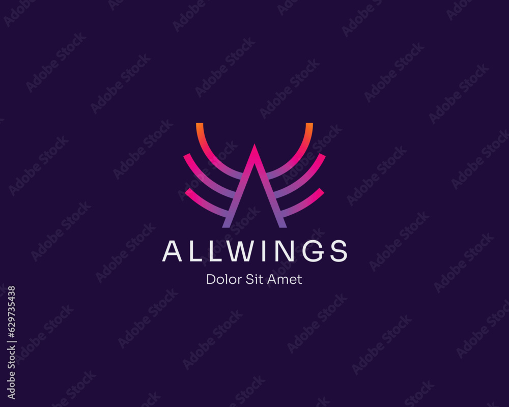 Simple creative line letter a with wings logo gradient Stock Vector ...