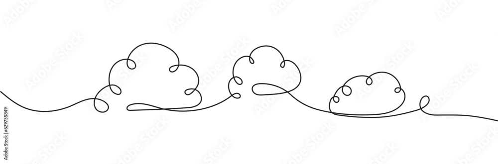 Continuous line drawing of cloud. Clouds in the sky in continuous line ...