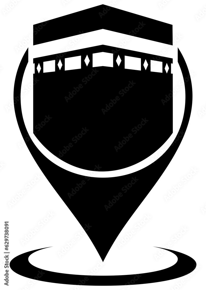 The Kaaba, Ka'ba, Ka'bah or Kabah Location Icon Symbol. A landmark in ...
