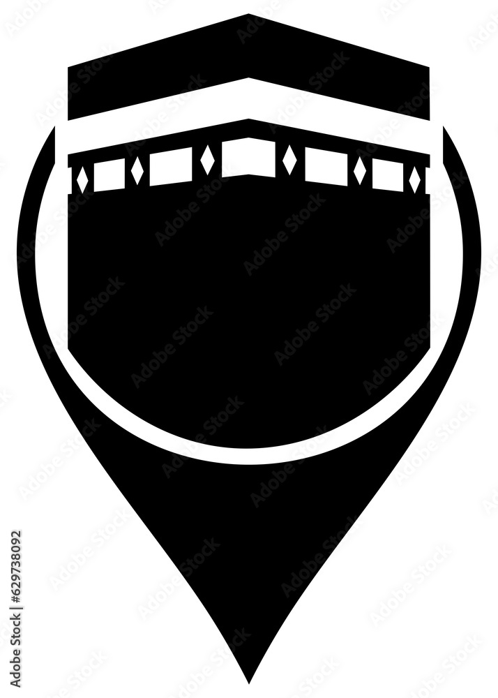 The Kaaba, Ka'ba, Ka'bah or Kabah Location Icon Symbol. A landmark in ...