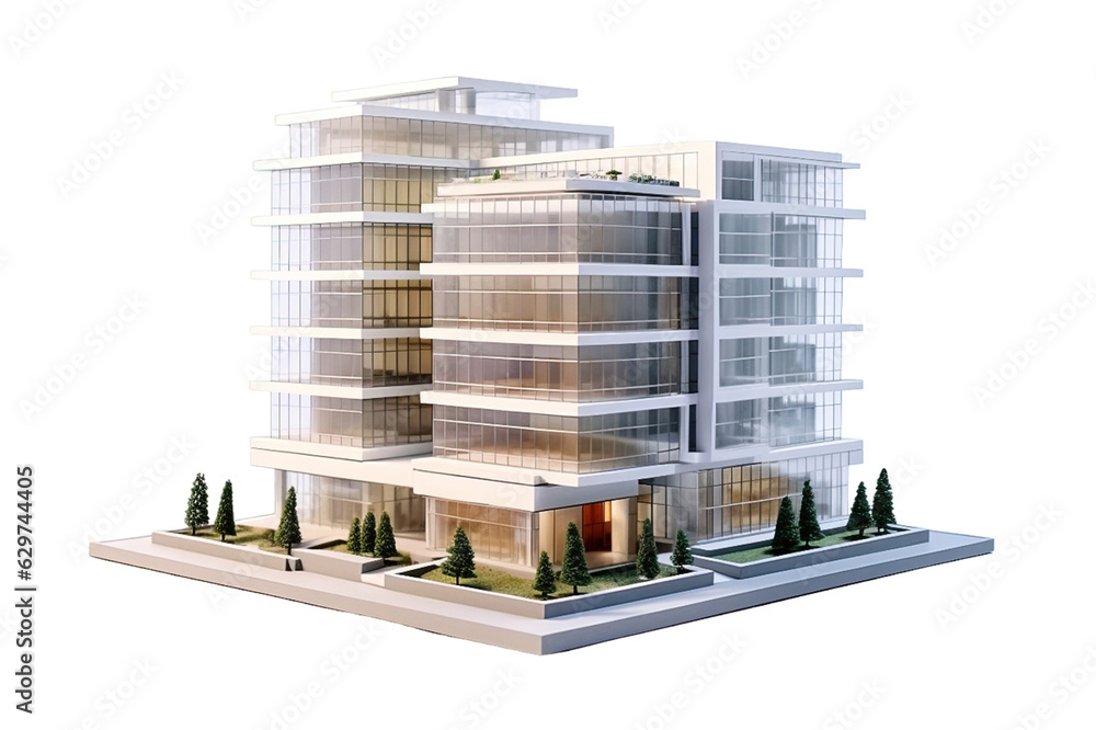 Modern office building and Condominium Apartment isolated on ...