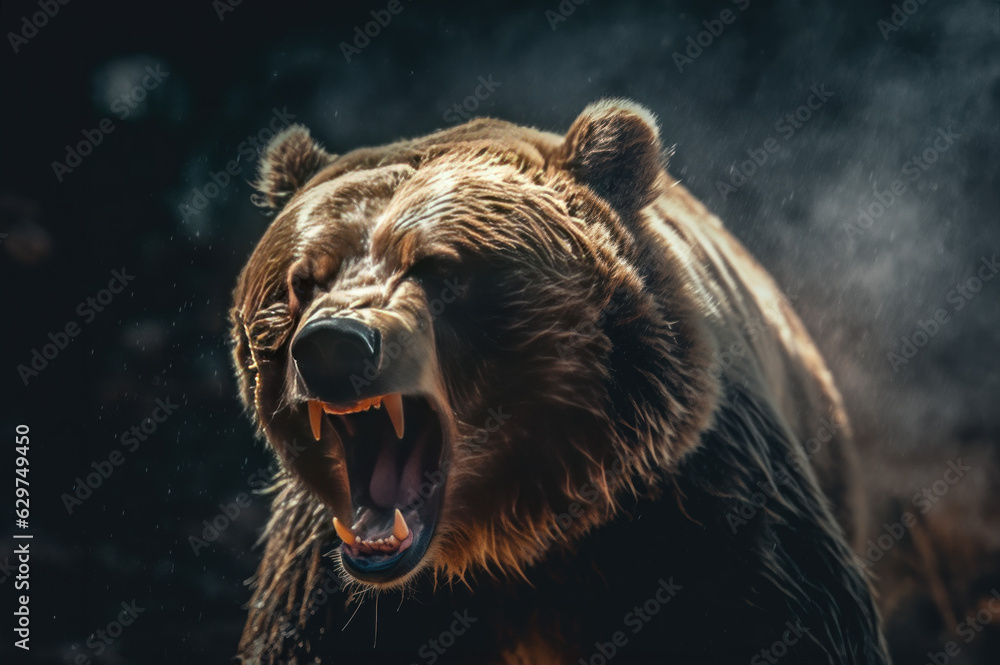 Close up shot of an incredibly angry bear created with Generative AI ...
