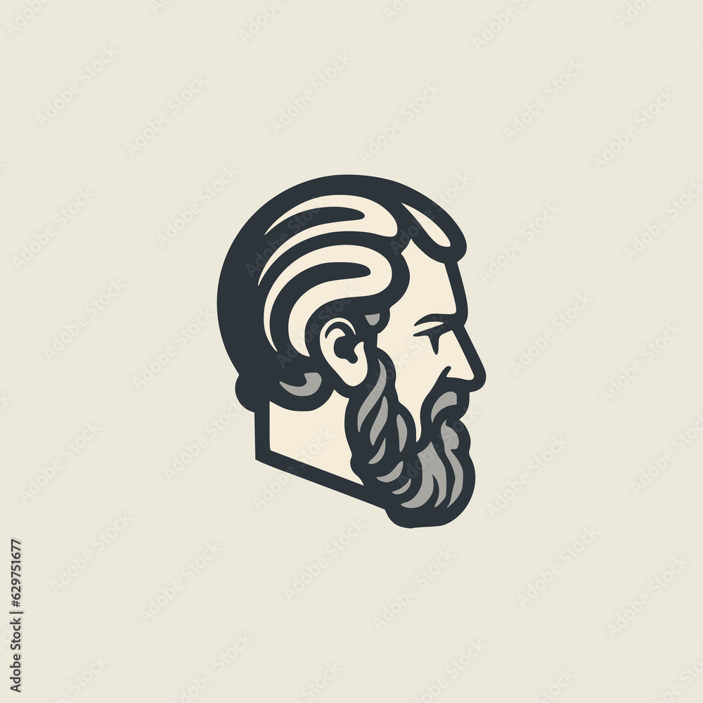 simple head greek philosopher man logo vector illustration template ...