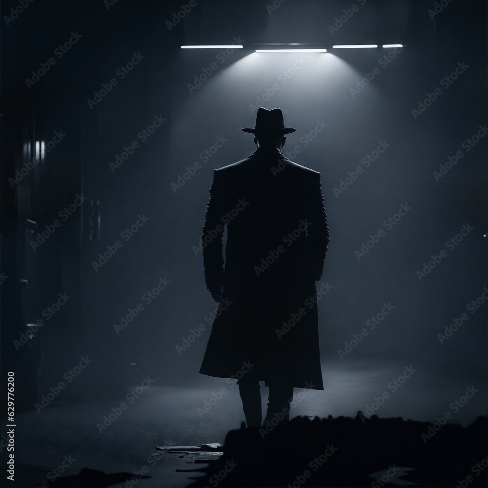 A shadowy mafia figure illuminated by a single spotlight Stock Photo ...