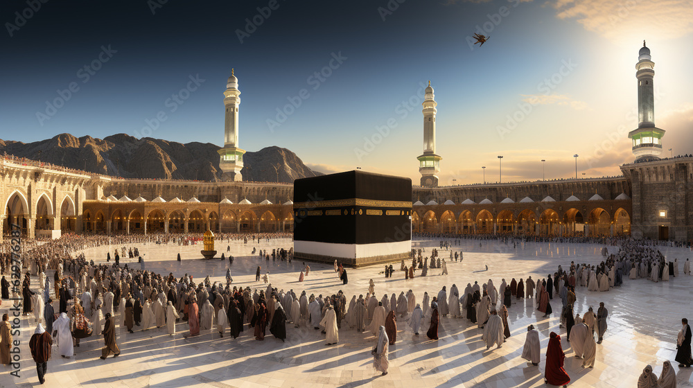 the beautiful view of the city of Mecca and also the place of worship ...