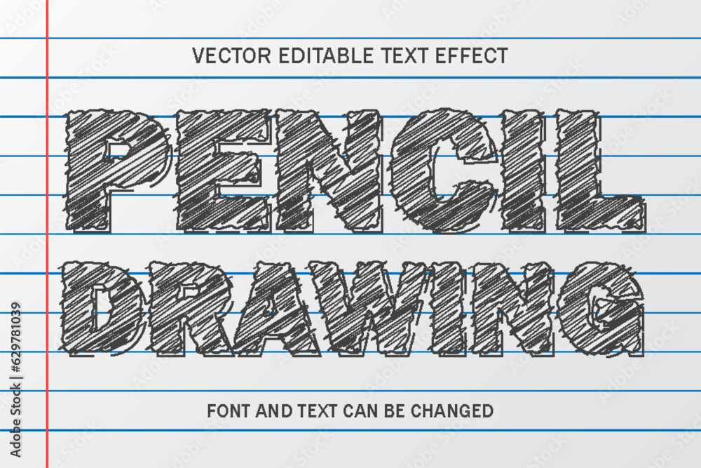 pencil drawing sketch handdraw style editable text effect font ...