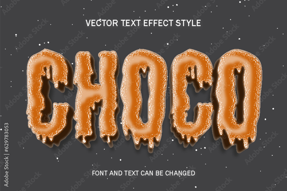 choco chocolate melting slime liquid jam typography editable text ...