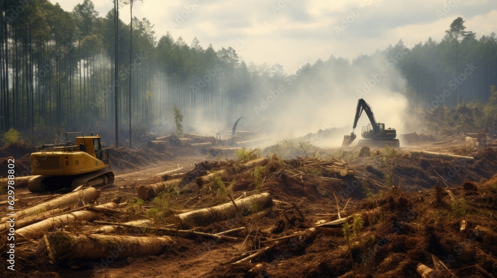 forest being cleared for agriculture, symbolizing deforestation and ...