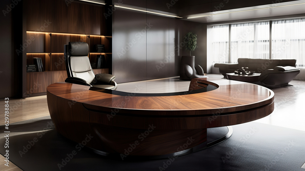 Modern luxury solid wood desk of CEO of a corporation integrated with ...
