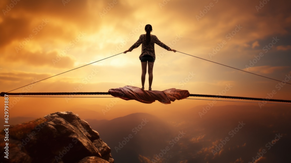 person balancing on a tightrope, illustrating the concept of mental ...
