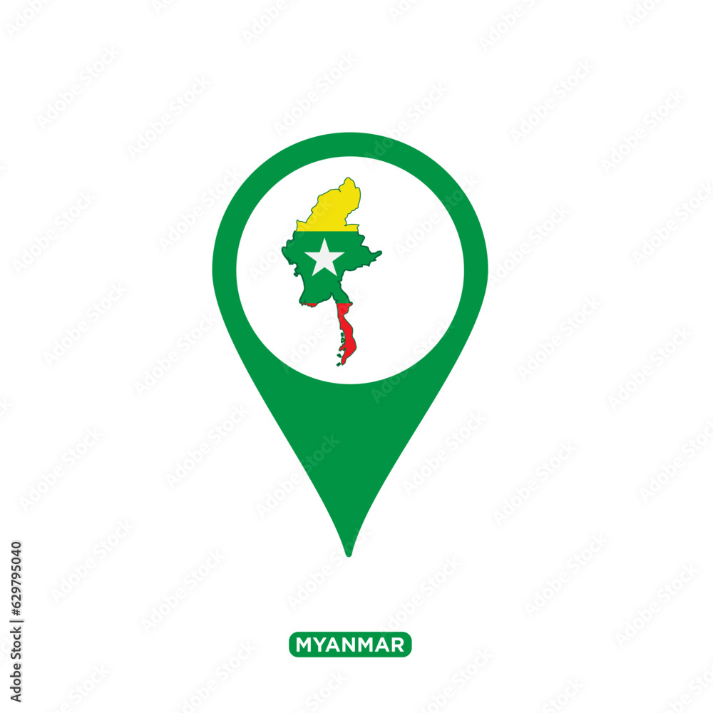 Myanmar map flag icon vector logo design template flat style Stock Vector | Adobe Stock
