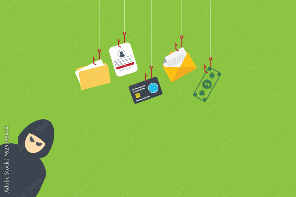 Hacker and cybercriminal phishing, identity theft, user login, password ...