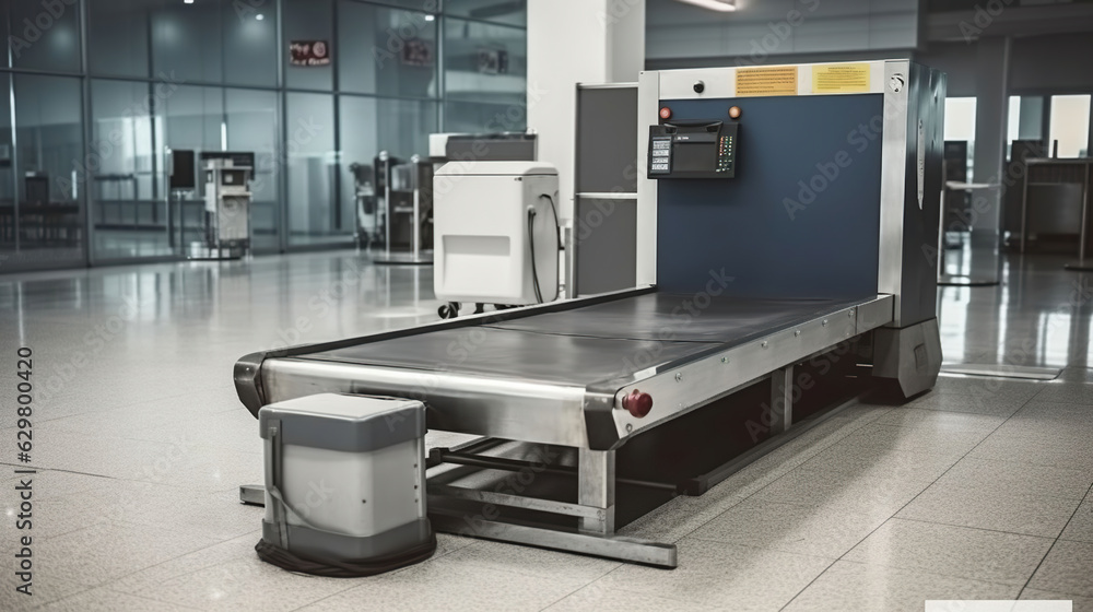 Airport security metal detector scan. Empty scanner control luggage at ...