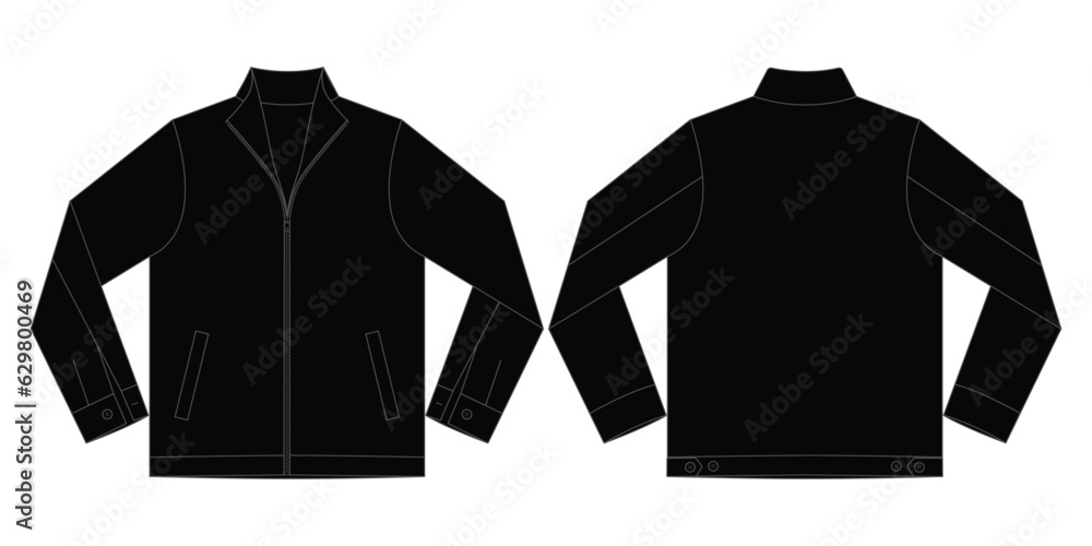 Blank Black Jacket With Lining Template On White Background.Front and ...
