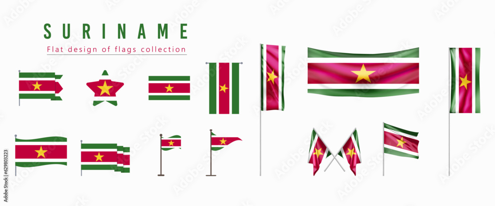 Suriname flag, flat design of flags collection Stock Vector | Adobe Stock