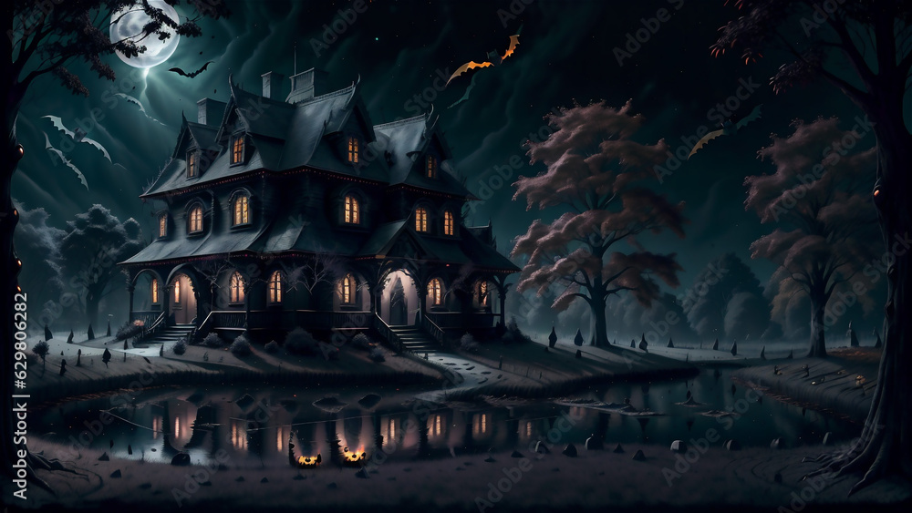 Scary little haunted house in horror forest, spooky haunted house in ...