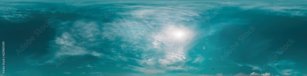 Neon green sky panorama with Cirrus clouds. Seamless hdr 360 degree ...