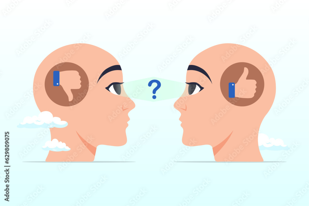 Human head looking at object with difference perception, perception ...