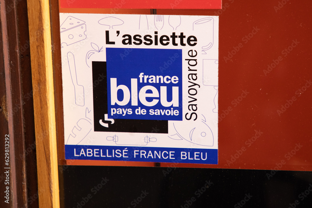 france bleu savoie brand logo and text sign and label l'assiette ...