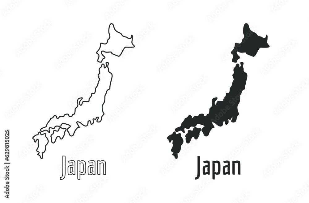Japan Map country icon outline style and flat vector Silhouette Stock ...