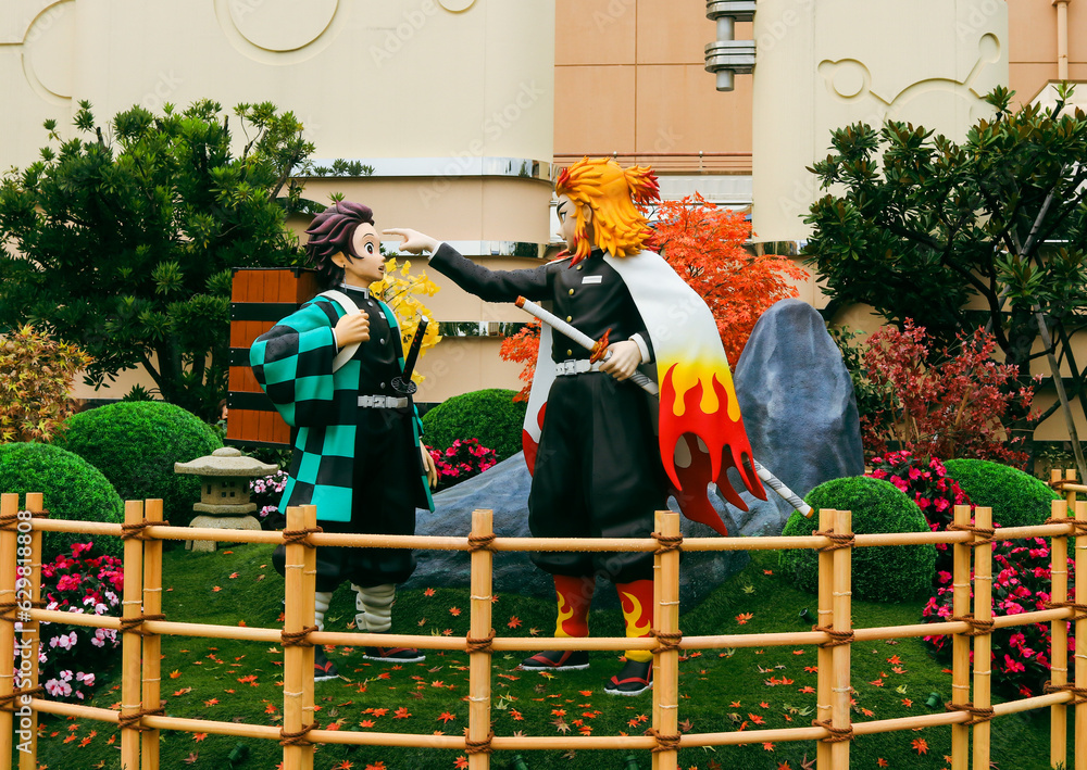 Osaka, Japan - September 17, 2021 - Statue of characters `Tanjiro ...