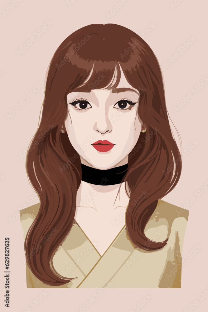 Japanese woman: Auburn hair styled in Tsubushi Shimada, almond-shaped ...