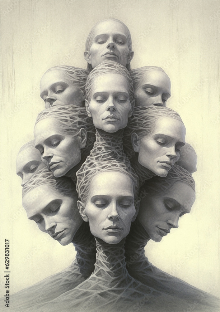 concept of Multiple personalities disorder Stock Illustration | Adobe Stock