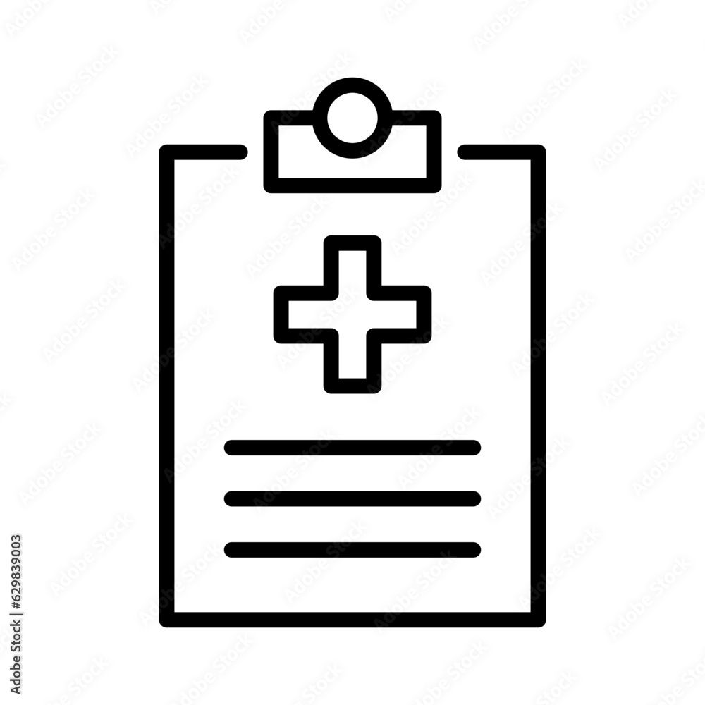 Black single medical record line icon, simple outline medicine chest ...