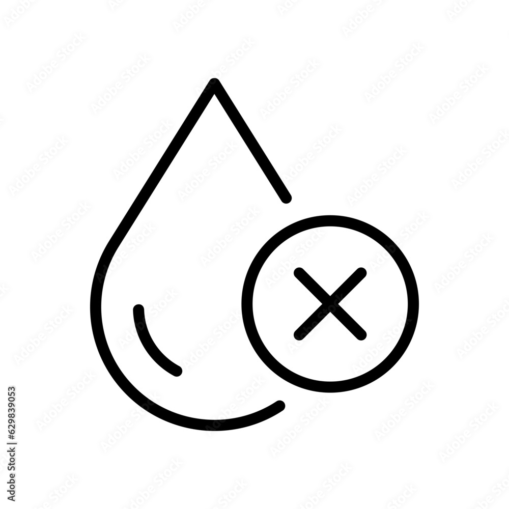 Black single no water line icon, simple don't clean, do not drink flat ...