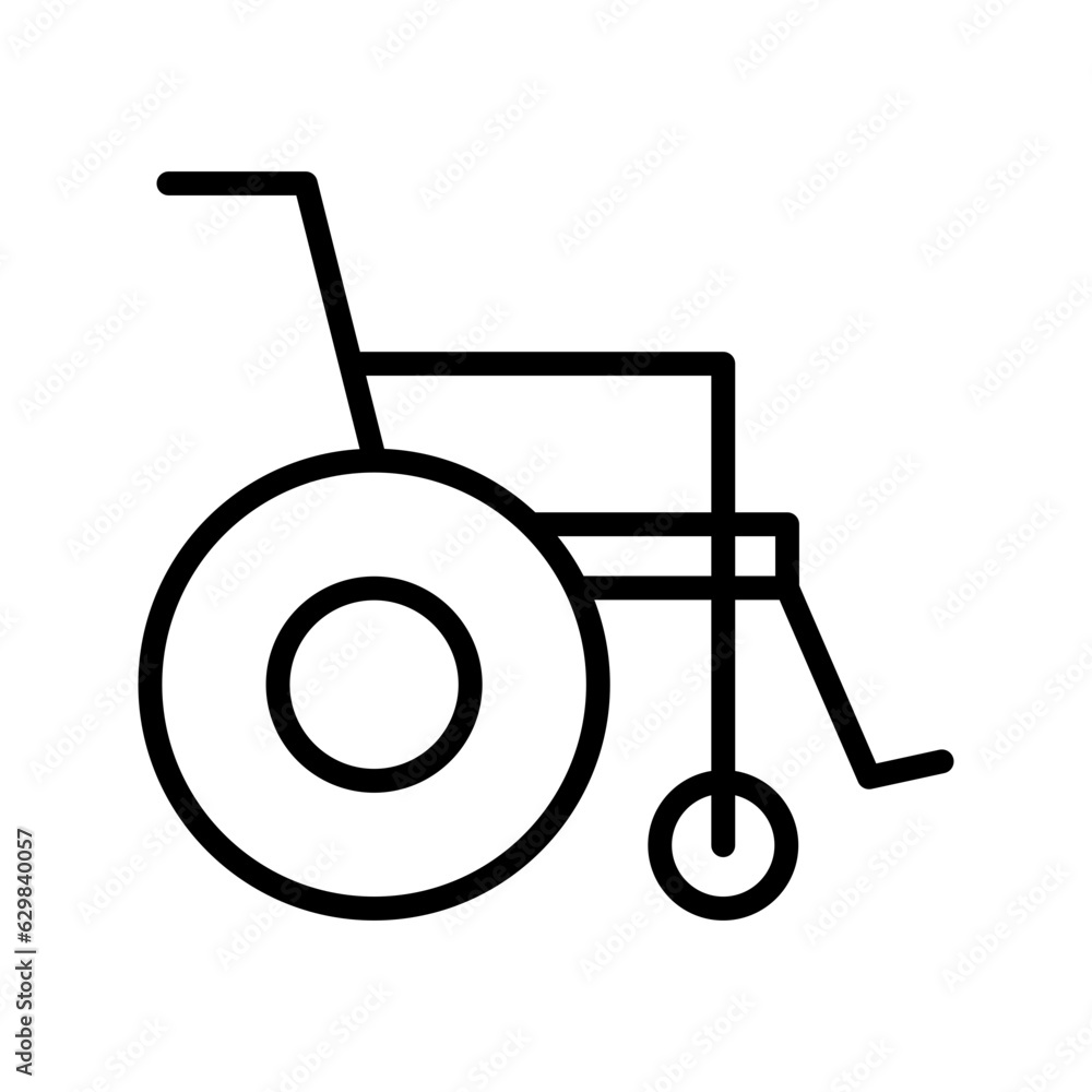 Black single wheelchair line icon, simple health equipment flat design ...