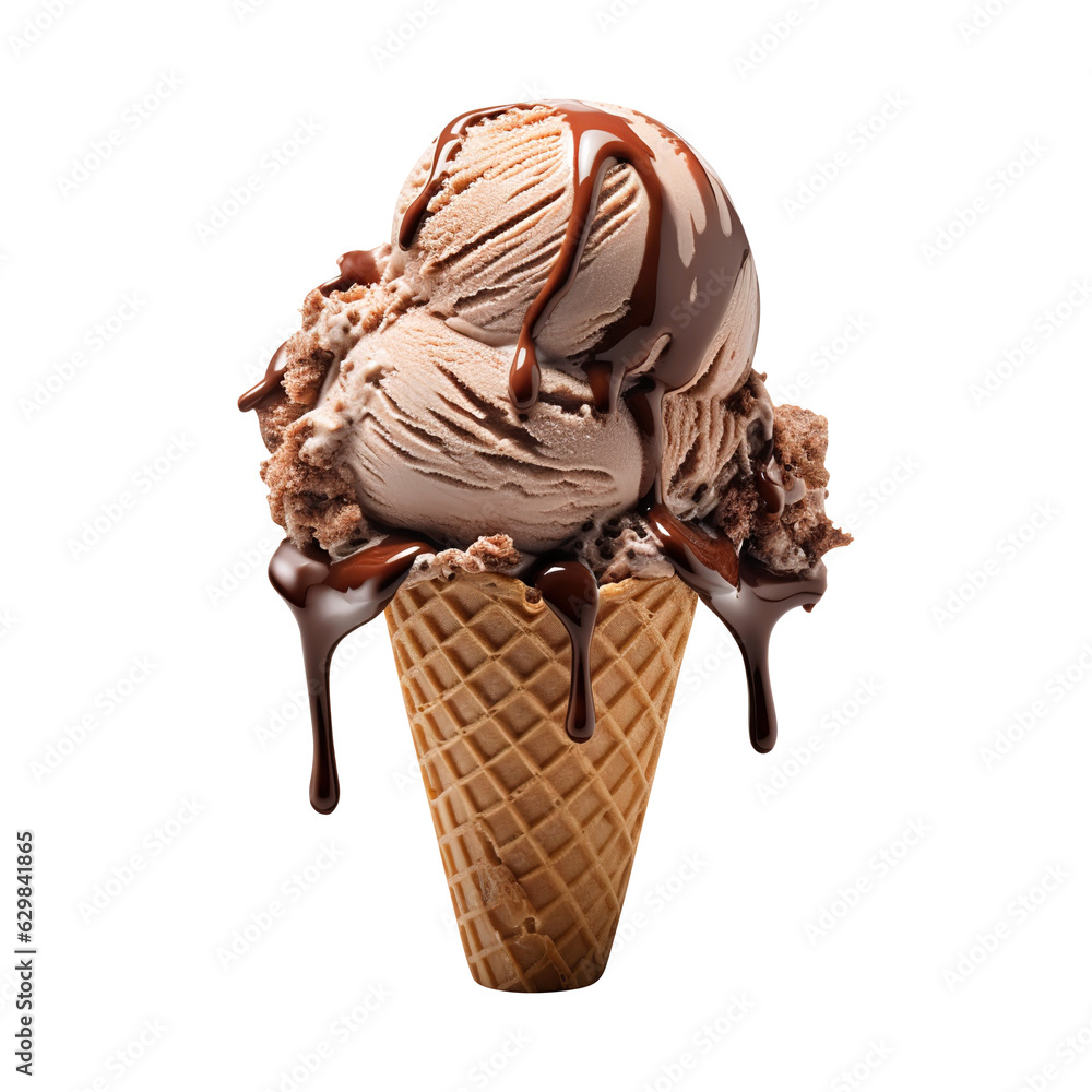 Chocolate cone ice cream isolated on a transparent background, created ...