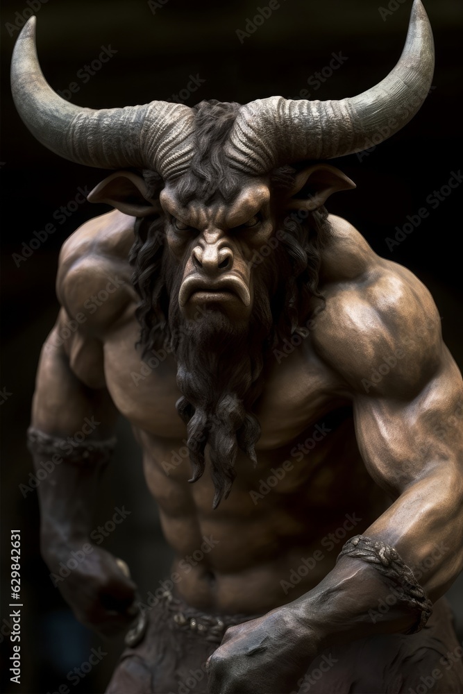 Generative AI illustration of minotaur from greek mythology, Generative ...