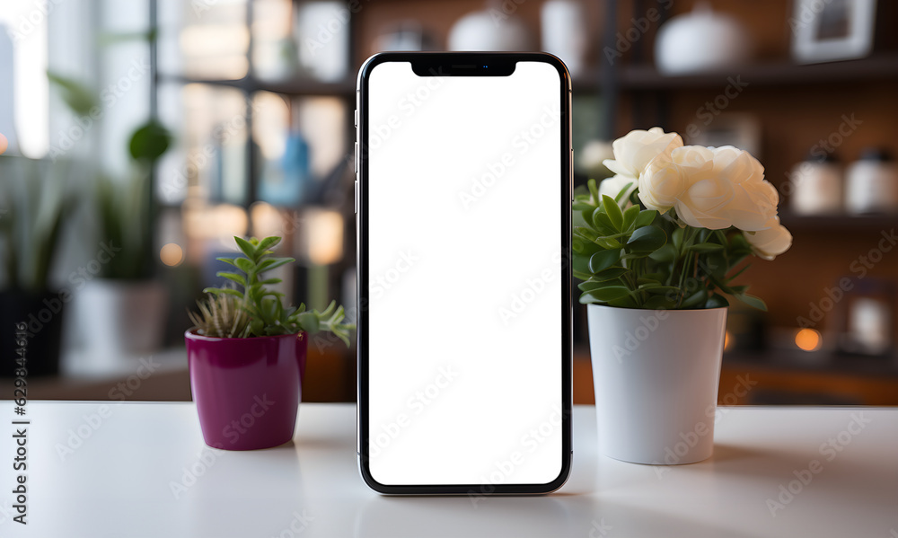 smartphone Mockup template, handphone the focus is on the phone with ...