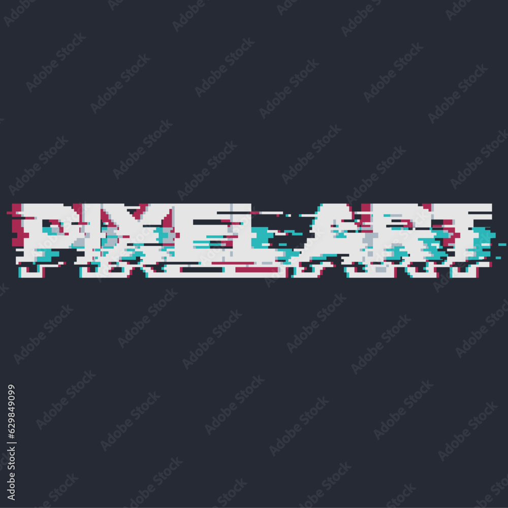 Pixelated Pixel Art Typography with Glitched Effect, Black Background ...