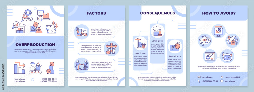 2D overproduction brochure template, leaflet design with thin line ...