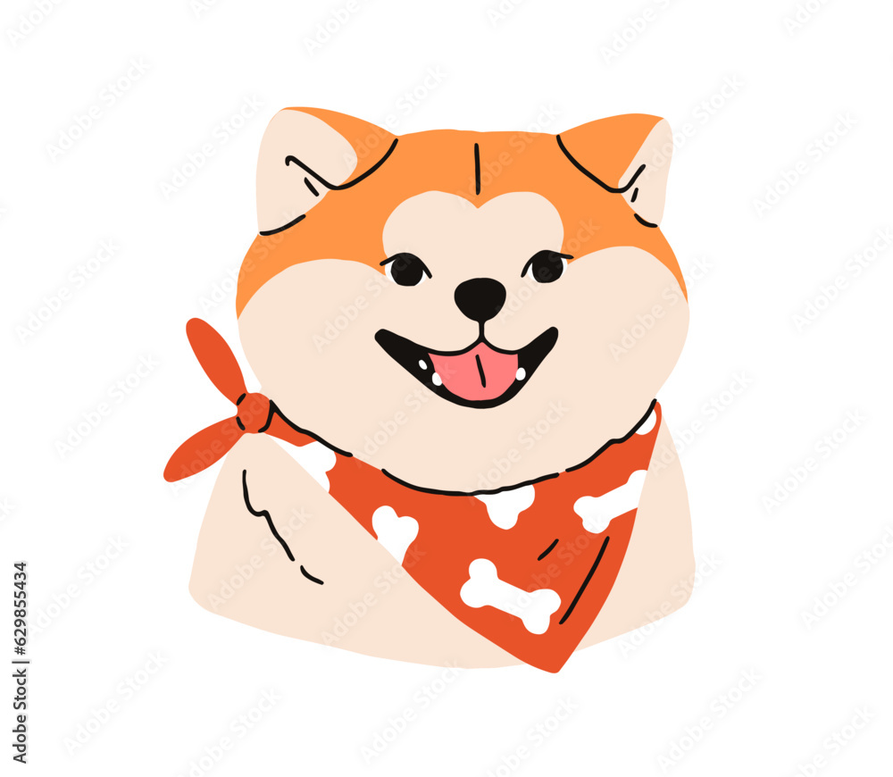 Akita Inu avatar, Japanese breed. Happy funny puppy, canine portrait ...