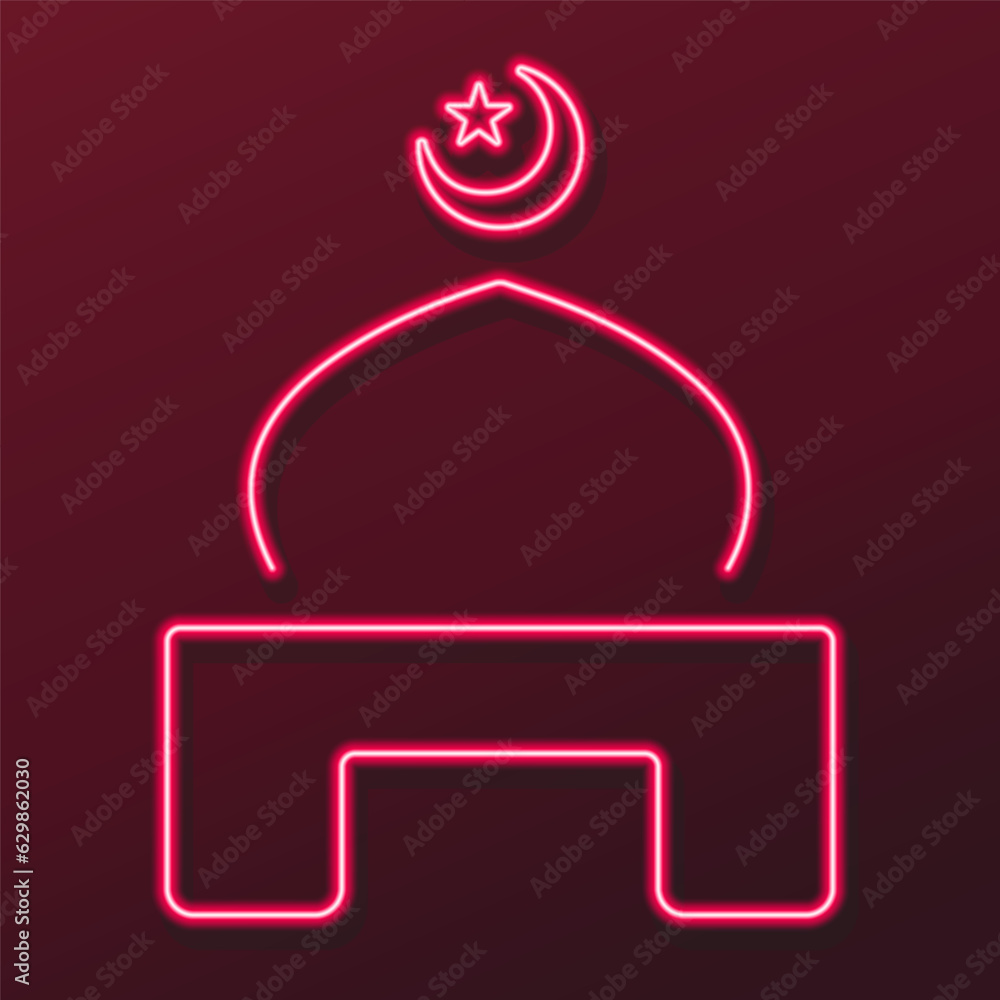 islamic mosque neon sign, modern glowing banner design, colorful modern ...
