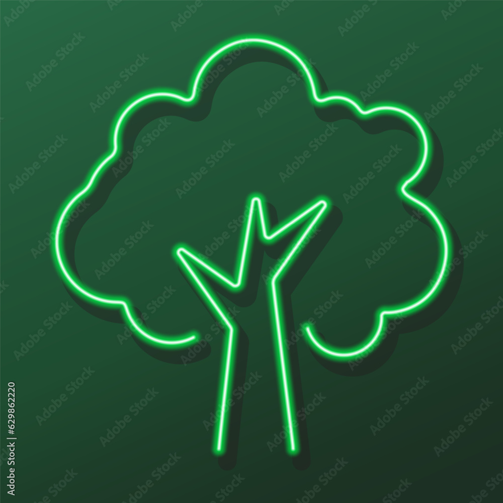 neon tree sign, modern glowing banner design, colorful modern design ...