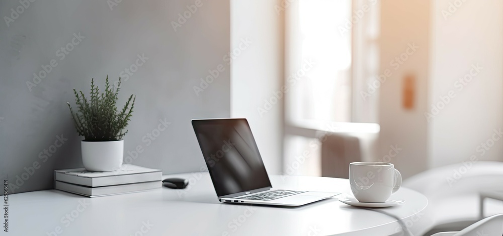 Modern Office Workspace. Laptop on a Business Desk in a Stylish Room ...