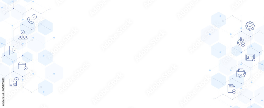 Approval banner vector illustration. Style icons on two sides ...