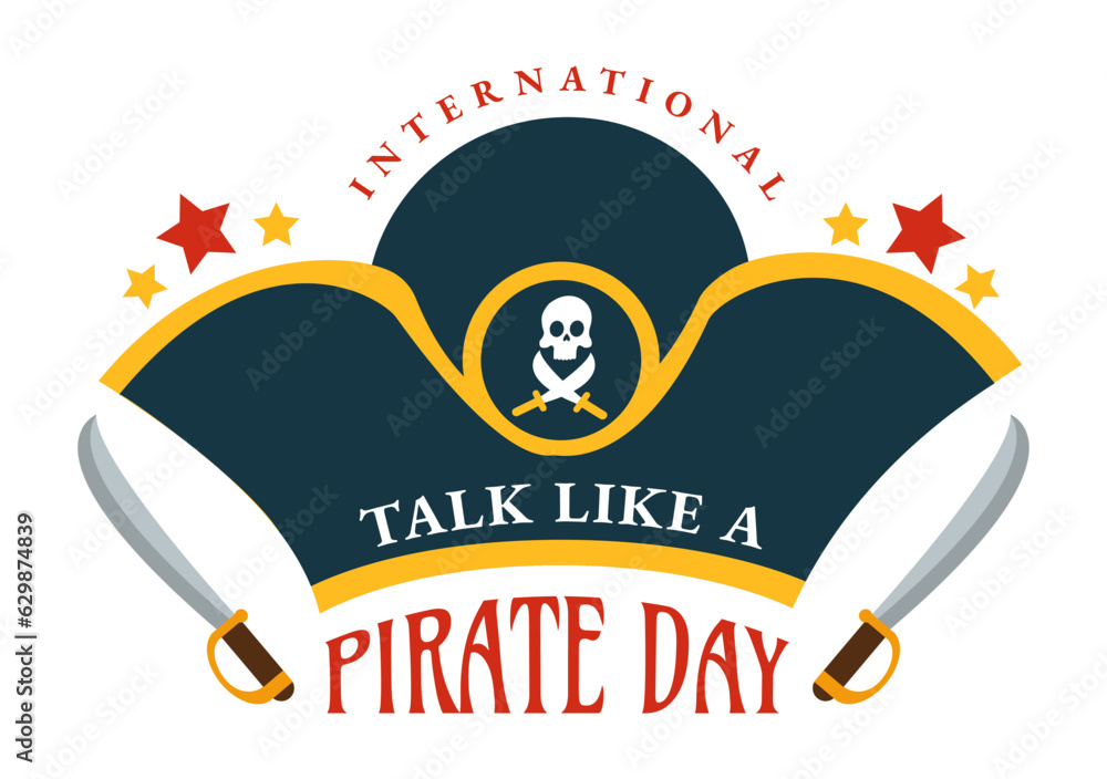 International Talk Like A Pirate Day Vector Illustration with Cute ...