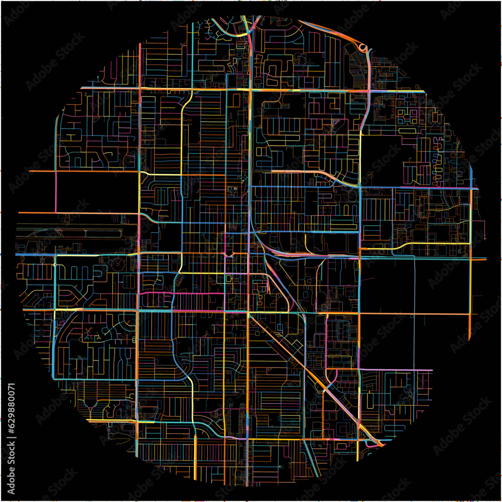 Vetor de Colorful Map of Oxnard, California with all major and minor ...