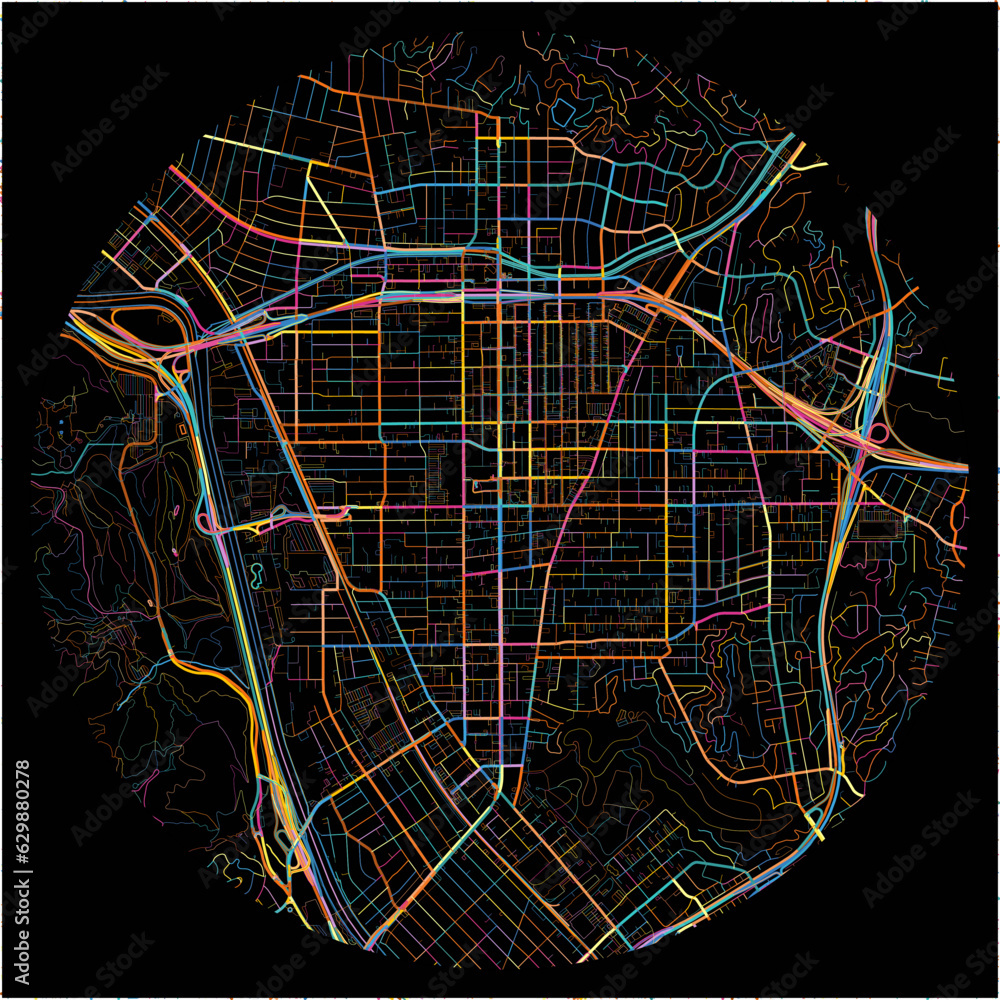 Colorful Map of Glendale, California with all major and minor roads ...
