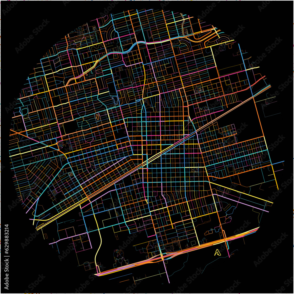 Colorful Map of Midland, Texas with all major and minor roads. Stock ...